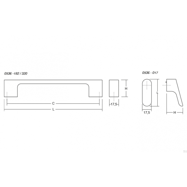Maner pentru mobila Luv, finisaj alama cava periata, L: 202 mm - Darel.ro