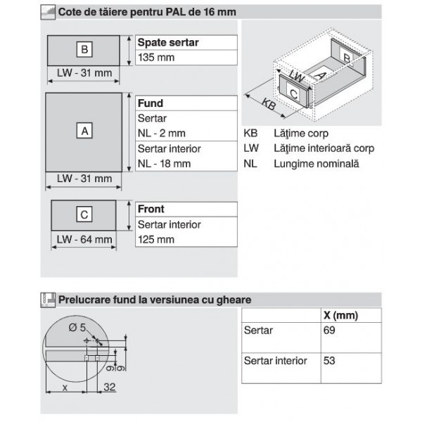 Metabox - Sertar / sertar interior tip H - Darel.ro