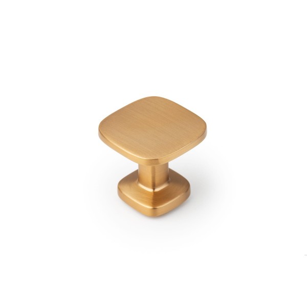 Buton pentru mobila Quart Mini, finisaj alama cava periata, 26x26 mm ...