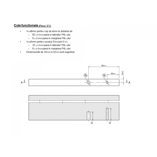 Sablon mobila pentru imbinare placi PAL in "L" cu surub ericsson ...